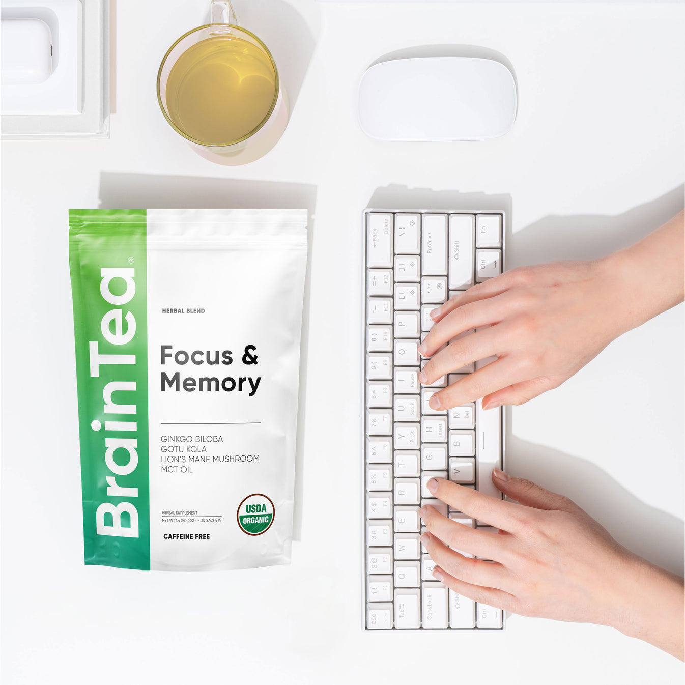 Brain Tea - Gotu Kola, Ginkgo Biloba, MCT Oil, Lion’s Mane Mushroom